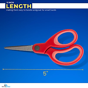 Kids Scissors Pointed Tip, Children Scissors, Craft Scissors, 5-inch, Red Two-Tone, 3 Pack