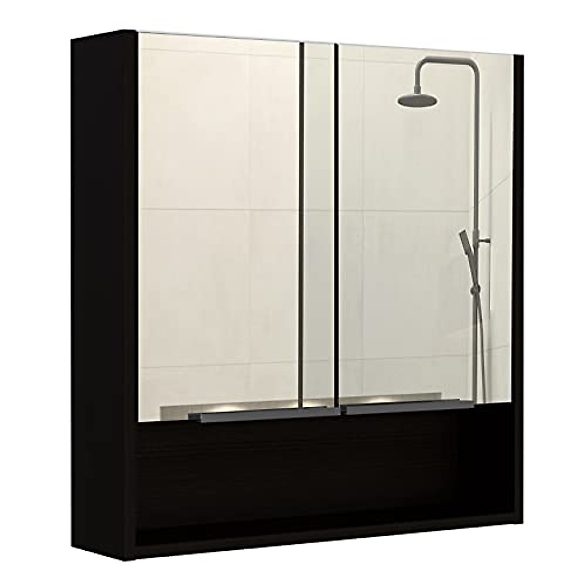 FM FURNITURE Ozark 24" Mirrored Medicine Cabinet with Shelf & Closed Storage for Bathroom