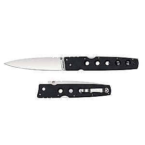 COLD STEEL Hold Out 6" S35VN Plain Blade 7.2" G-10 Handle Everyday Carry Pocket Folding Knife w/Tri-Ad Lock, Pocket Clip