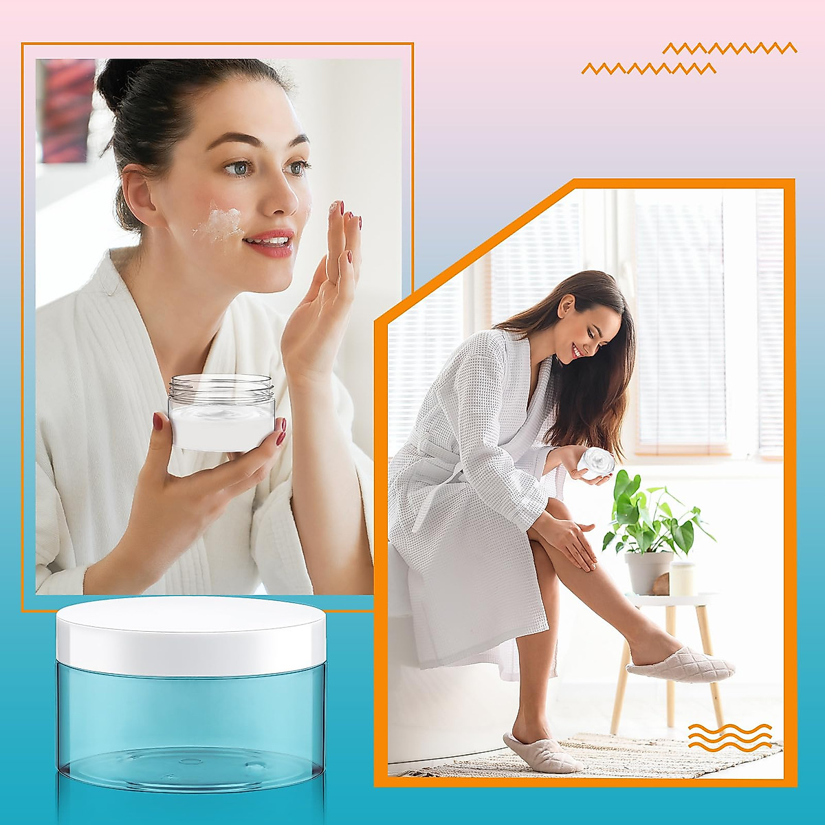 Dandat 24 Pcs Plastic Jars with Lid and Label PET Cosmetic Containers Leak Proof Empty Cosmetic Jars Refillable Storage Travel Containers for Lotion Cream Gel Powder(8 oz,Clear with White Lid)