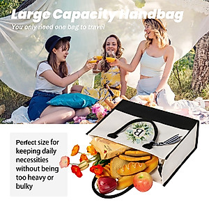 CRSTAFU Personalized Monogram Canvas Tote Bag with Zipper for Women, Thanksgiving Christmas Birthday Gifts for Women, Bride Beach Initials Tote Bag, Bolsos de Mujer with Printing Wreath Pattern (M)