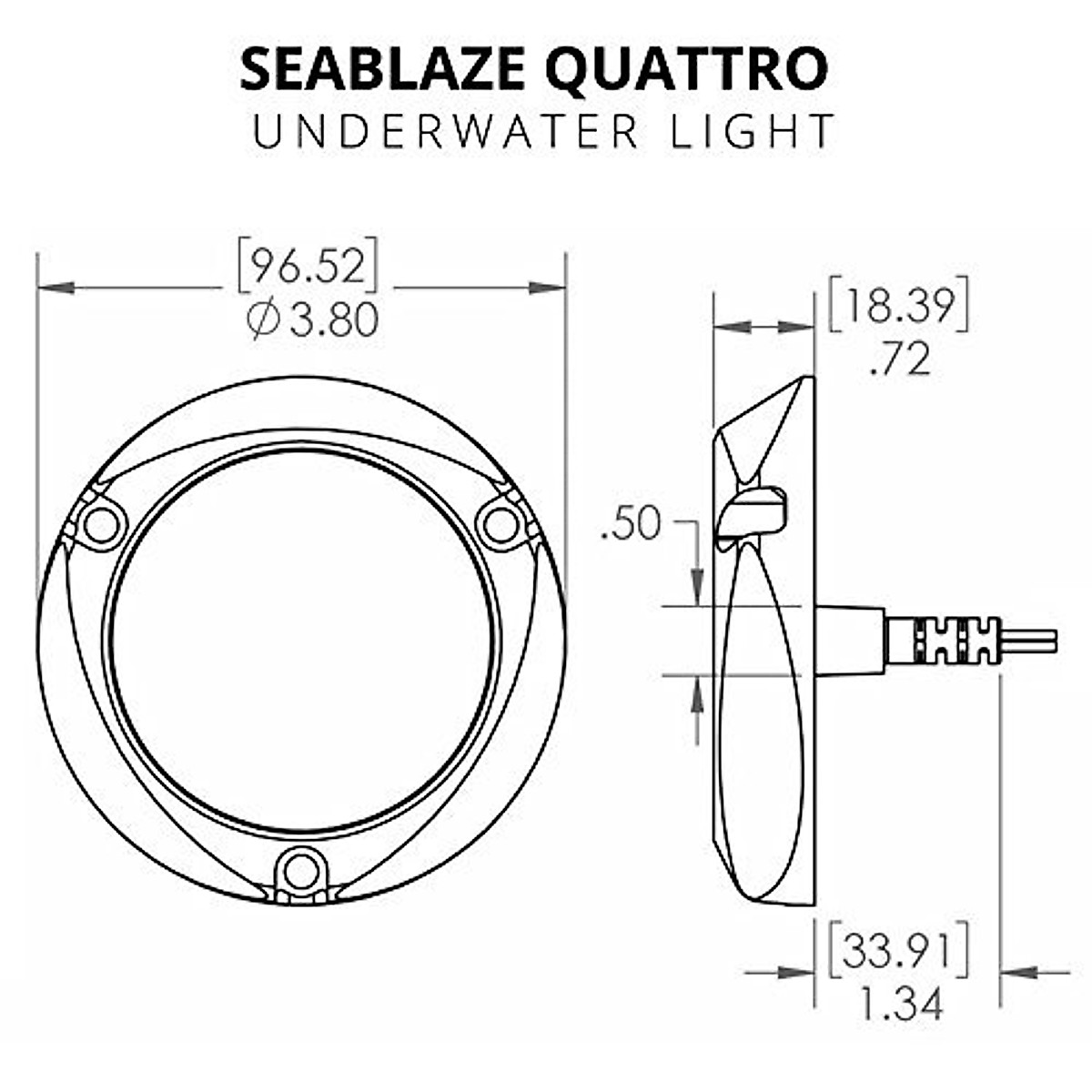 Lumitec Lighting 101510, LED Underwater Light, SeaBlaze Quattro Underwater Light, Spectrum Full-Color RGBW