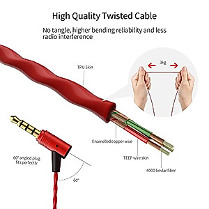 SoundMAGIC E80C Wired Earbuds with Microphone HiFi Stereo Audiophile Earphones Noise Isolating in Ear Headphones Comfortable Fit Super Bass Black Red