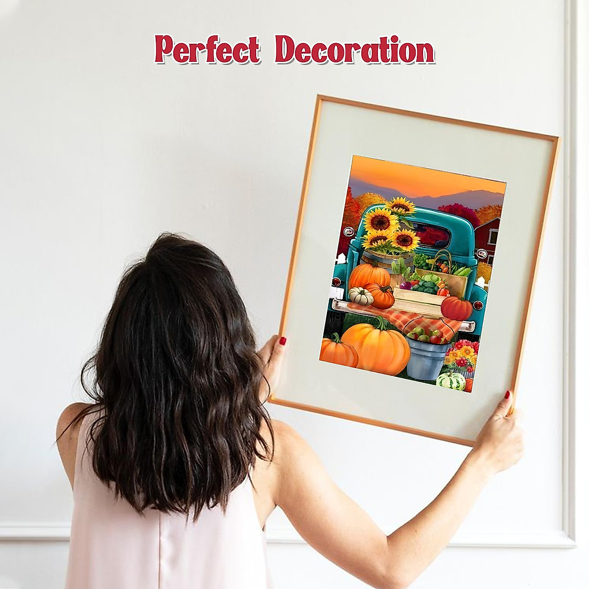 NAIMOER Truck Diamond Art Kits for Adults, DIY 5D Fall Diamond Art Kits for Beginner, Full Drill Pumpkin Diamond Art Sunflowers Painting Craft for Home Decor Gifts 30x40cm