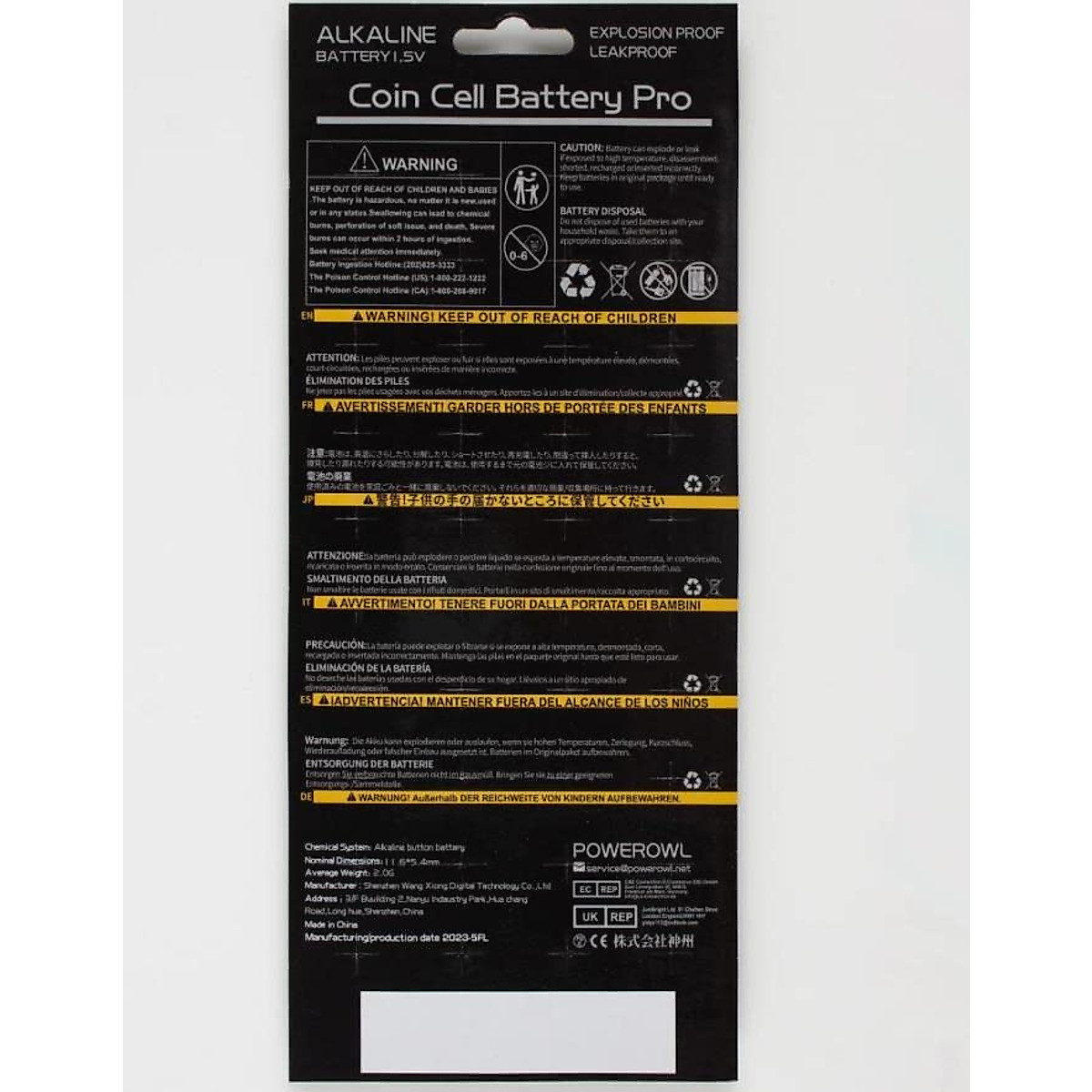 POWEROWL High Capacity LR44 Batteries 40 Pack, L1154F AG13 357 303 SR44 A76 Premium Alkaline Battery 1.5V Button Coin Cell Batteries