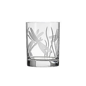 Rolf Glass Dragonfly Double Old Fashioned Glass 13 ounce | Whiskey Glass Set of 2 | Lead-Free Glass | Etched Tumbler Glasses | US Made (Set of 2)