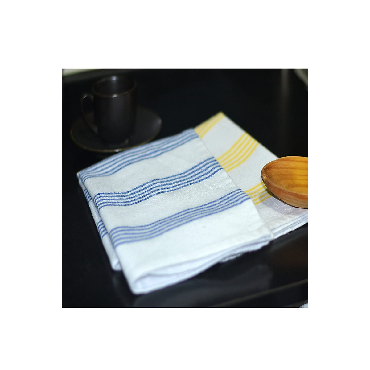 10 Pack Professional Kitchen Bar Tea Towel Cleaning Drying Cloth Cotton Reusable (Yellow)