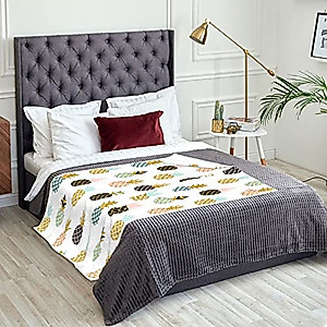 Cute Pineapple Stylish Glitter Throw Blanket Super Soft Warm Bed Blankets for Couch Bedroom Sofa Office Car, All Season Cozy Flannel Plush Blanket for Girls Boys Adults, 60 X 40 Inch
