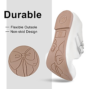 MIXIN Girls Dress Shoes Mary Jane Shoes for Girl Ballet Flats Back to School Princess Wedding Shoes White Size 1
