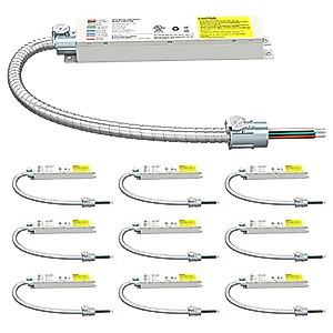 20W LED Emergency Driver 100-247V AC, 175V DC Rechargeable LED Emergency Light Backup Battery, UL Listed with 5-Year Warranty, Over 90mins Emergency Time,for Panel Light, Linear Light(10Pack) White