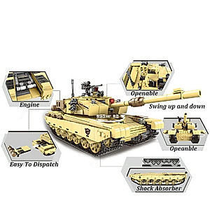 General Jim's Type 99 Main Battle Tank Building Block Alternative Bricks Set, 1,340 Pieces – Realistic Design with Rotating Turret, Moving Cannon, and Functional Suspension