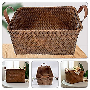 Cabilock Storage Baskets for Shelves Bread Basket Imitation Rattan Woven Basket Laundry Basket Laundry Holder Laundry Storage Basket Wicker Baskets Decoration Storage Containers
