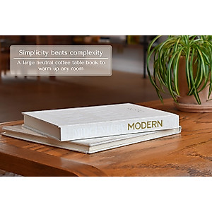 Kigan Home Linen Decorative Book - Real Hardcover Neutral Midcentury Modern - Wooden Bead Garland for Coffee Table Decor, Modern or Boho Home Decor, Shelves, Fireplace Mantel