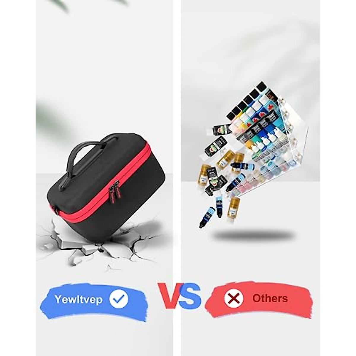 Acrylic Paint Storage case for Apple Barrel Acrylic Paint with 10pcs Paint Brush, Craft Paint Storage for 24 Bottles of 2 oz Acrylic Paint, Hard Shell Acrylic Paint Bottle Storage Organizer case