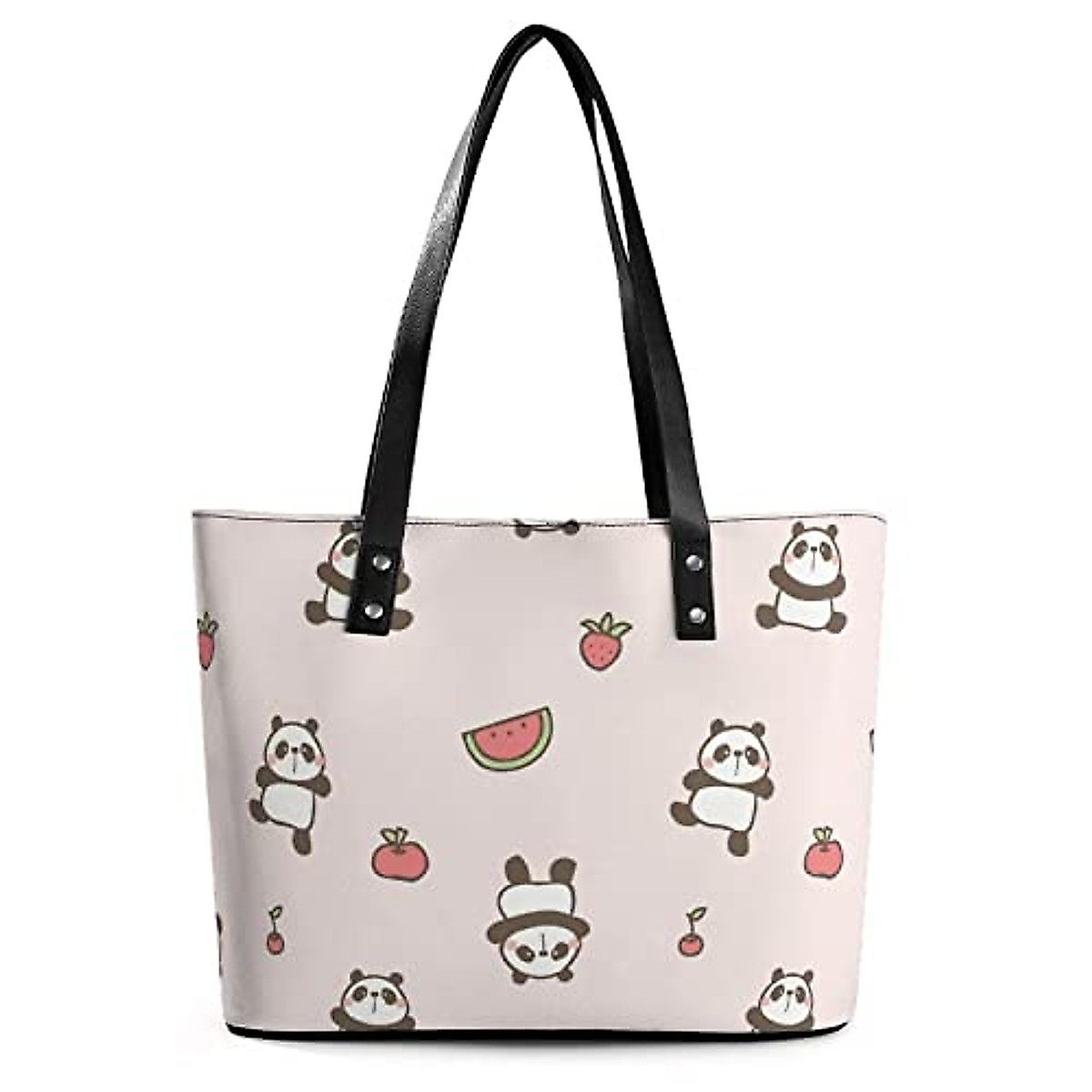 Womens Handbag Panda Patterns Leather Tote Bag Top Handle Satchel Bags For Lady