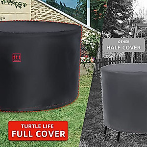 Turtle Life Patio Furniture Sets Cover,Heavy Duty Round Outdoor Dinning Table and Chairs Cover,No Fading Away Within 2 Years,Black,Dia 72" x 29" H