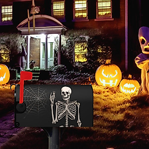 Dacawin Halloween Mailbox Covers Magnetic Human Skeleton Mailbox Cover Mailbox Wraps Post Letter Box Covers Garden Decorations Outdoor 21 X 18 Inch Black