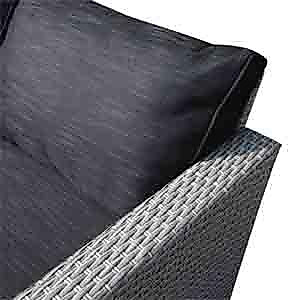 Patio Furniture Sectional Sofa Set – 3 Piece All Weather Resin Wicker Outdoor Conversation Set Black Washable Cushions & Coffee Table | Garden | Backyard | Pool | 2 Clips