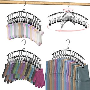 4 Pack Legging Organizer for Closet, Metal Yoga Pants Hangers with 15 Clips Holds 60 Leggings/Skirts/Hats/Bra/Pants Space Saving Hanging Closet Organizers and Storage