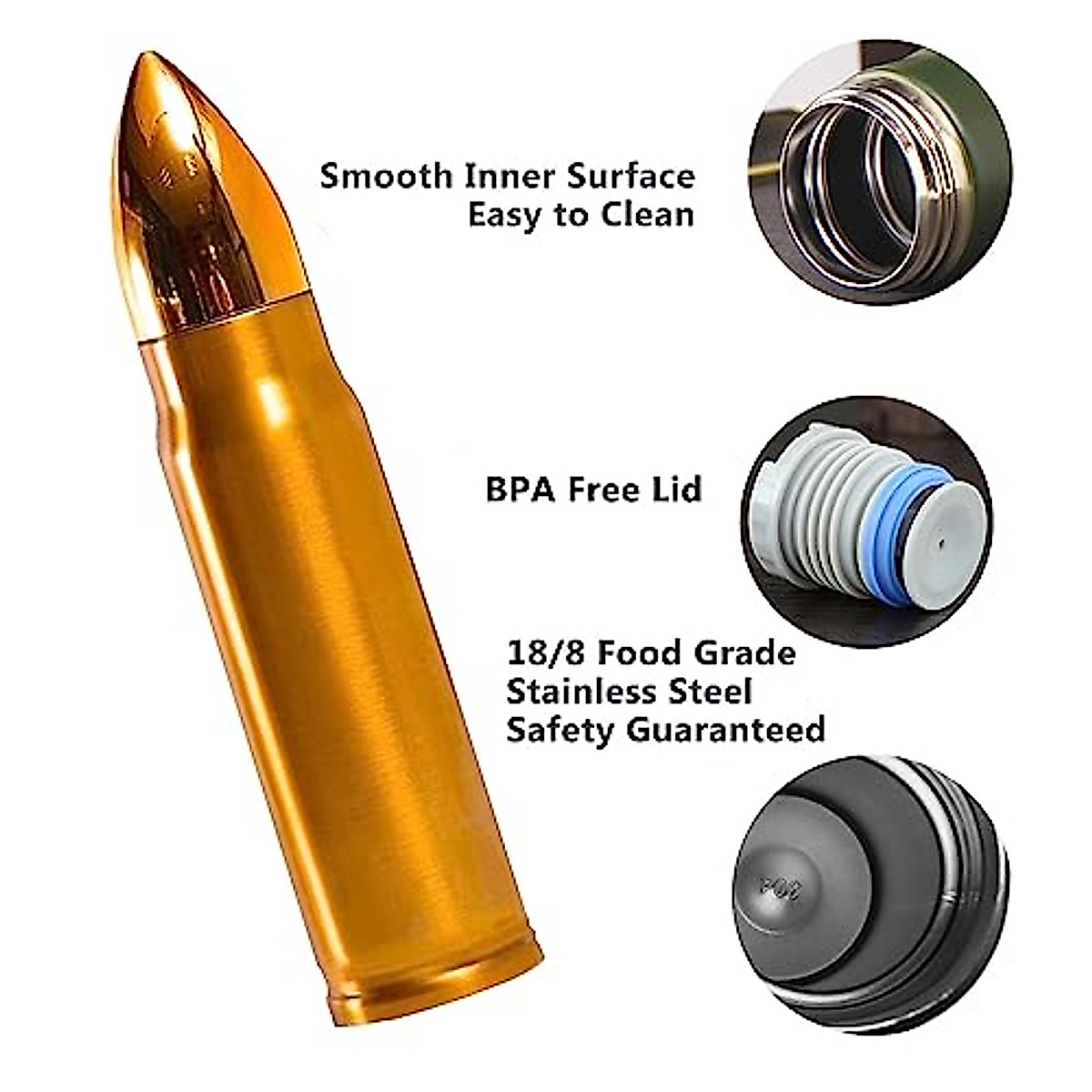 Water Bottle Coffee Mug Thermos Bullet thermos tumbler Vacuum Insulated Double Wall Keeps Liquid Hot or Cold Father 's day Gifts for Husband Tactical 17oz 500mL Outdoor Travel