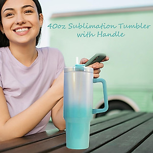 sweet grain 40oz Sublimation Gradient Glitter Tumbler with Handle, 20 Pack Double Wall Vacuum Reusable Stainless Steel Insulated Water Bottle Travel Mug Cup, Mixed Colors, DIY Gift