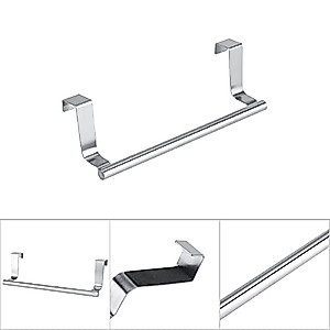 Over The Cabinet Towel Bar, Over Door Drawer Towel Hanging Rack Modern Kitchen Washcloth Hanger, Stainless Steel No Drilling Towel Holder for Bathroom, Kitchen (9.06 x 2.17 x 0.98 inch -Silver)