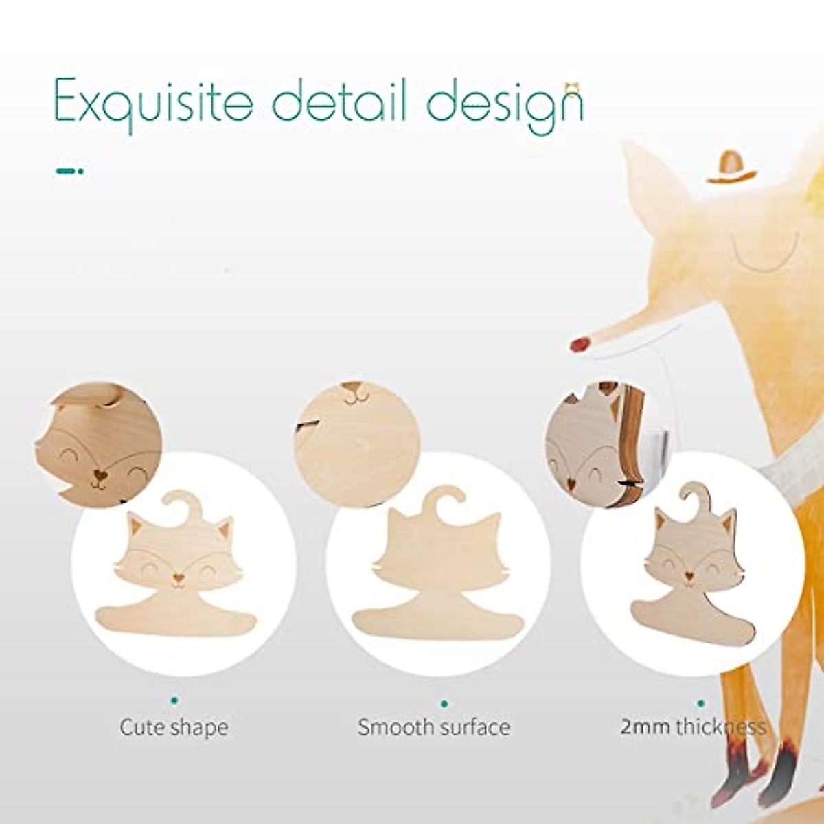 Erice Baby Hangers, 5 Pack Wooden Kids Hanger, Cute Fox Shape, 9 Inch Wood Children Hangers ,Creative Coat Hanger for Clothes Suit, Dress, Camisole, Jacket, Pants (5)