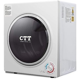 CTT 13 Lbs /3.5 Cu.Ft. Electric Compact Portable Clothes Dryer, 1500W Laundry Dryer With Stainless Steel Tub, 110-125V White