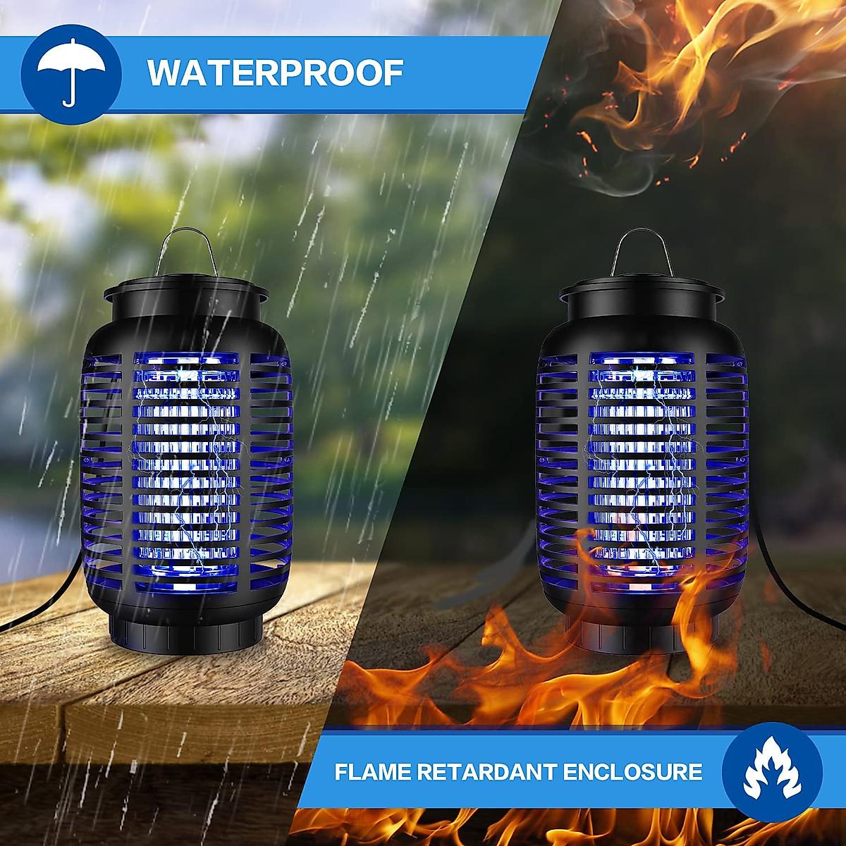 Jwseotu Bug Zapper & Attractant - Effective 4200V Electric Mosquito Zappers Killer - Insect Fly Trap, Waterproof for Indoor & Outdoor - Electronic Light Bulb Lamp for Backyard, Patio, Home, Plug in