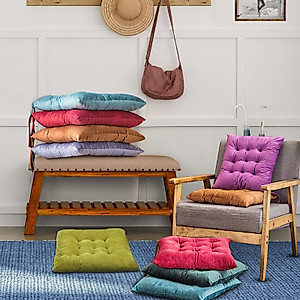 CAMAL Square Chair Pads for Dining Chairs Set of 2, Comfort and Softness Kitchen Chair Cushions with Ties, 16" x 16" Dining Chair Pads for Dining Chairs, Office Chair, Car, Floor, Patio (Orange)