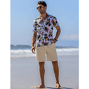 COOFANDY Mens Linen Slim Fit Drawstring Casual Shorts Beach Party Jogger Running Khaki