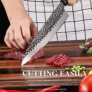 8- inches professional knife, very hard and sharp, blade, 9CR18MOV coated steel, comfortable octagonal handle. Suitable for family, friends and relatives as a gift.