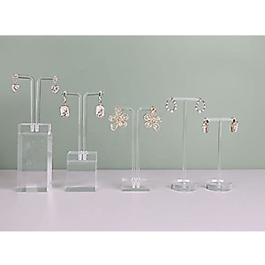 GemeShou 3pcs transparent earring T stand jewelry display for show, acrylic earring hanger for women, small clear earring holder for selling, jewelry Photography props【3pcs earring stand-T shape】