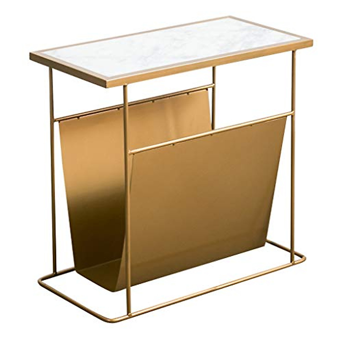 Articles for daily use Square Marble Coffee Table Side Table, Bedside Table with Storage Box, Metal Frame Marble Table Top, Industrial Style Small Coffee Table in Living Room and Bedroom