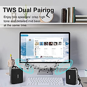 Basspal Bluetoth Speaker, IPX7 Waterproof Shower Speakers with 10W Stereo Sound, 12 Hours Playtime Portable Speaker with Bluetooth 5.0, Built-in Mic, Lanyard, Hiking Camping Travel & Shower