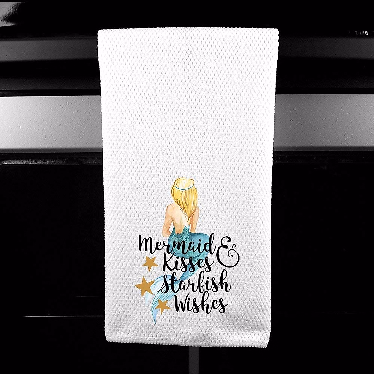 Mermaid Kisses and Starfish Wishes Microfiber Kitchen Towel