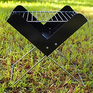 ZRSL Barbecue for Garden Party, Small Portable Picnic Grill, Fire Pit BBQ Silver Chrome Cooking Net Fire Pits for Garden Suitable for Garden, Terrace, Camping.