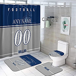 Custom Football Style Shower Curtain 4Pcs Set Personalized Bathroom Decor Gift Fashion Modern Home Supplies