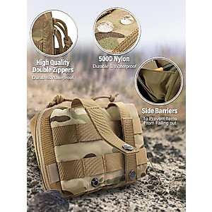 OneTigris Molle Pouch, Tactical Admin Pouch Belt EDC Tool Organizer Zippered Utility Waist Pack 7.5"x5"x2"(Camocolor)