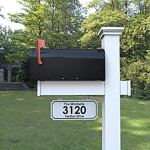 4Ever Products Vinyl Mailbox Post System - Includes Black Steel Mailbox and Custom Address Plate (White)