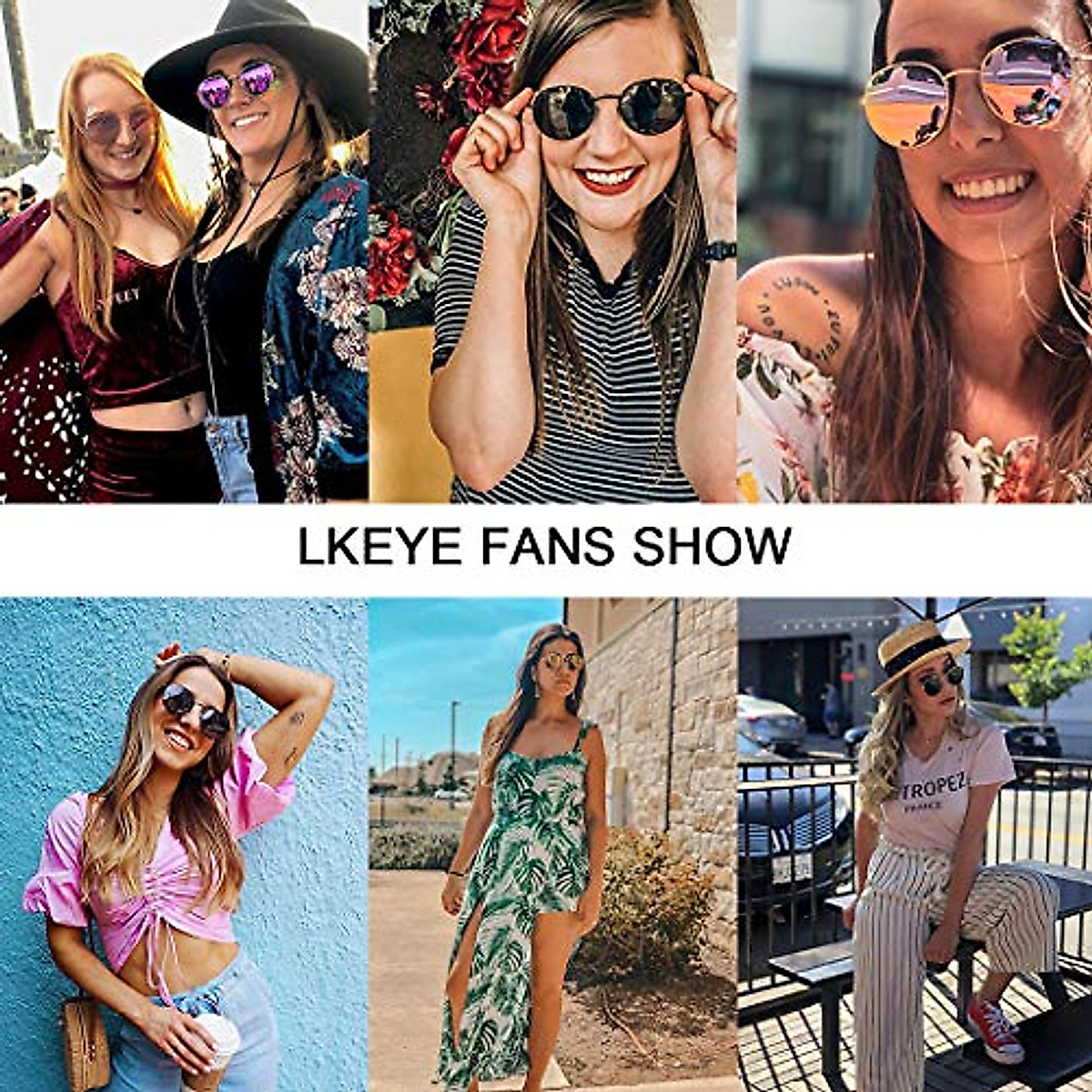 LKEYE Small Unisex Classic Vintage Round Mirror Lens Polarized Sunglasses LK1702 3447 Gold Frame/Dark green Lens