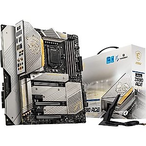 MSI MEG Z590 ACE Gold Edition Gaming Motherboard (ATX, 11th/10th Gen Intel Core, LGA 1200 Socket, SLI/CFX, DDR4, PCIe 4, M.2 Slots, USB 3.2 Gen 2, Wi-Fi 6E, Mystic Light RGB)