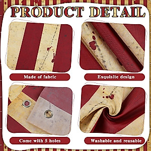 Chunnin Halloween Circus Awning Horror Circus Carnival Party Decorations Circus Bloody White and Red Striped Pennant Banner Creepy Carnival Tent for Halloween Eve Circus Theme Party Decorations