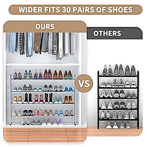 Dicasser 4-Tier Long Shoe Rack Organizer Extra Large Capacity for 30 Pairs,Silver