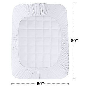 Utopia Bedding Quilted Fitted Premium Mattress Pad Queen Size - Pillow Top Mattress Topper - Elastic Fitted Fluffy Mattress Protector - Mattress Cover Stretches up to 16 Inches Deep -Machine Washable
