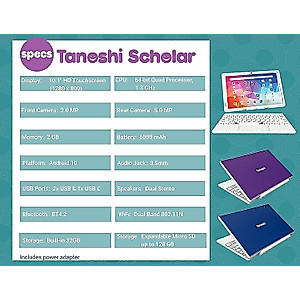 Tanoshi Scholar Kids Computer a Kids Laptop for Ages 6-12 with 10.1" HD Touchscreen Display (Purple) Kids Laptop-Sleeve (Purple)