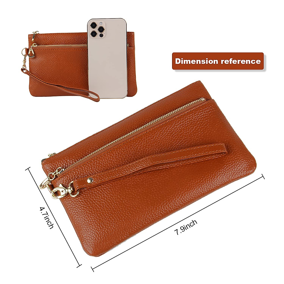 Oweisong Women Leather Wristlet Handbags Small Cell Phone Clutch Organizer Wallets Purses for Girls