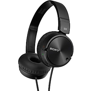 Sony MDR-ZX110NC Extra Bass Noise-Cancelling Headphones with Neodymium Magnets & 30mm Drivers, Black (Renewed)