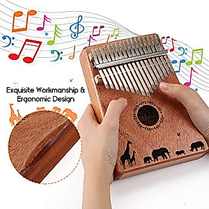 Kalimba, FIXM 17 Keys Thumb Piano with Protective Case and Study Instruction Tuning Hammer, Portable and Easy to Operate, Perfect Gifts for Beginners and Professionals