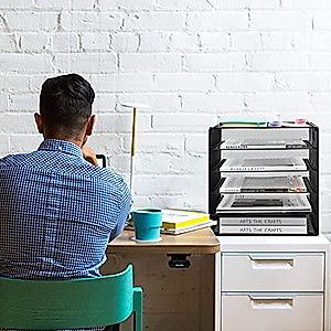 COSYAWN Paper Letter Tray Organizer, 5 Tier Mesh File Tray Desktop Paper Sorter, Black